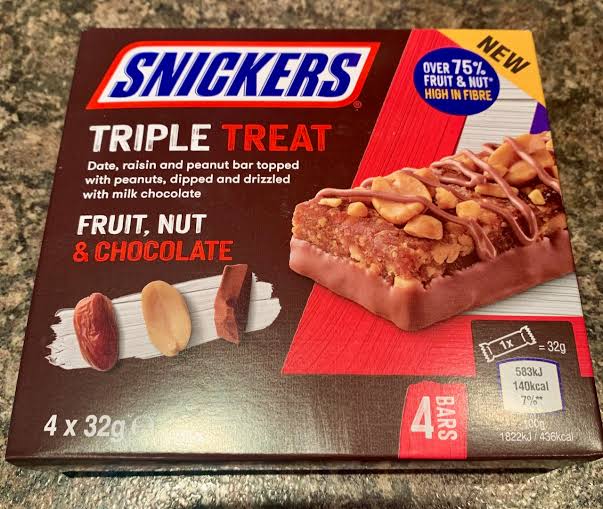 Snickers Triple Treat Fruit Nut & Chocolate Bars Multipack 4 X 32g ...